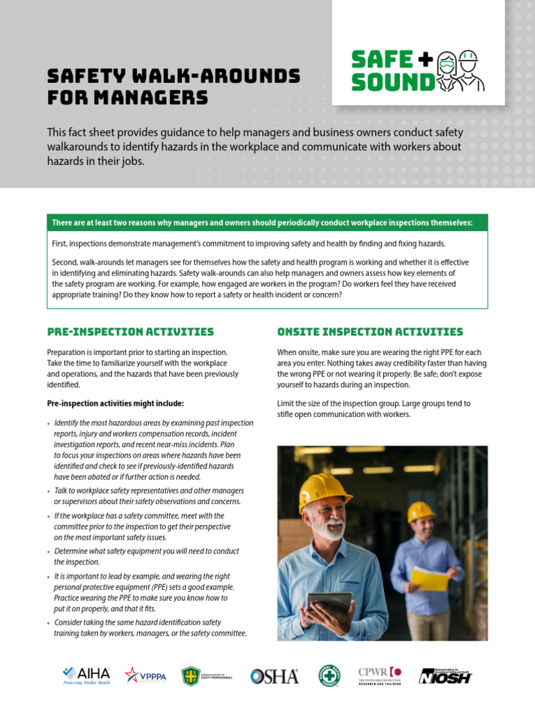 SHP Safety Walk Arounds for Managers | PDF | Personal Protective ...
