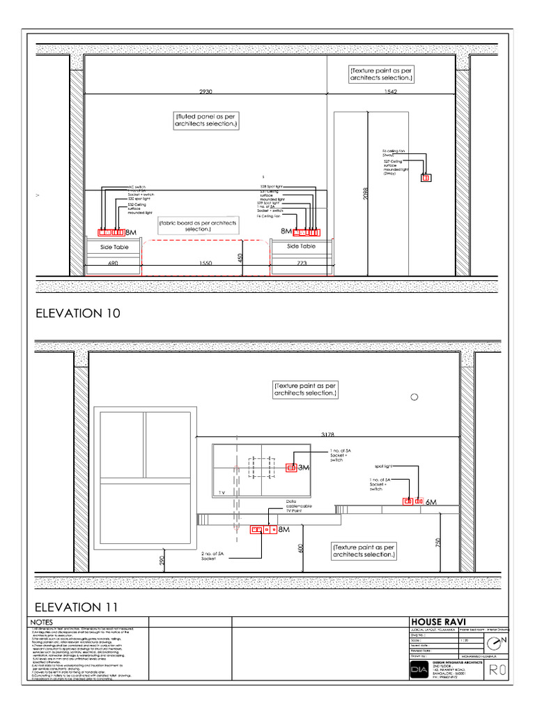 HOUSE RAVI -Master Bed Room Electrical Elevation | PDF