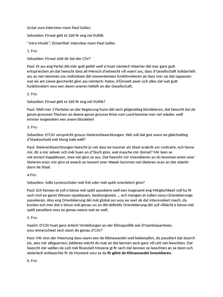 Script Vum Interview Mam Paul Galles | PDF