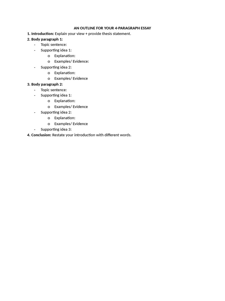 4-Paragraph Essay Outline Guide | PDF