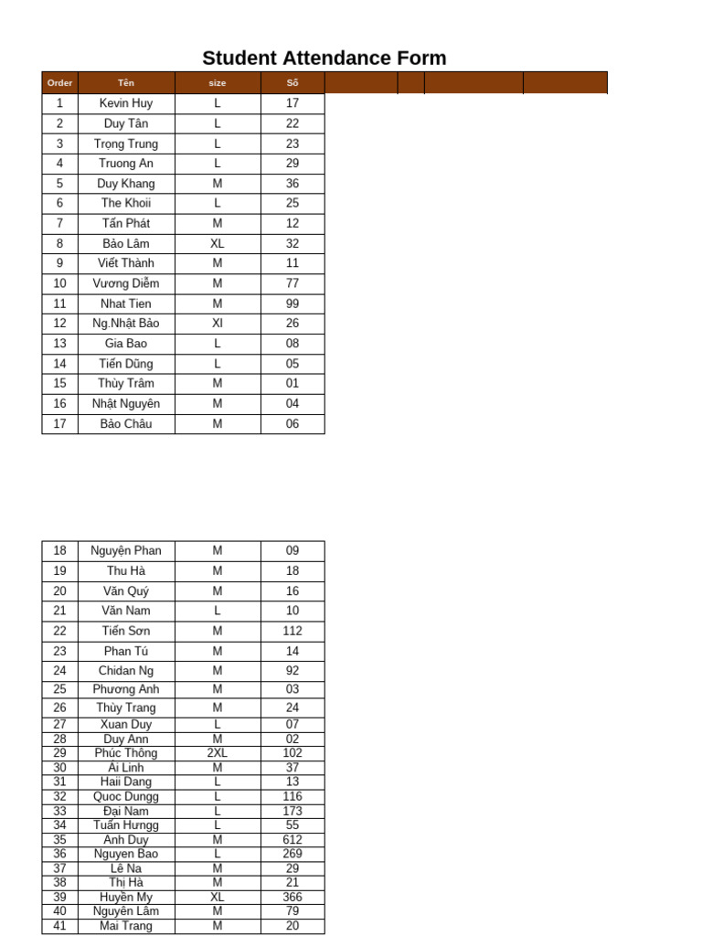 Student Attendance Form1 | PDF