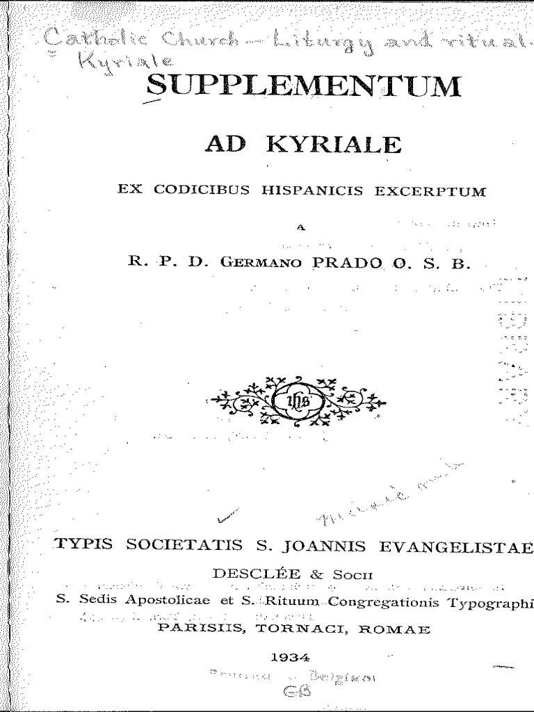 Supplementum Ad Kyriale Ex Codicibus Hispanicis Excerptum 1934 | PDF
