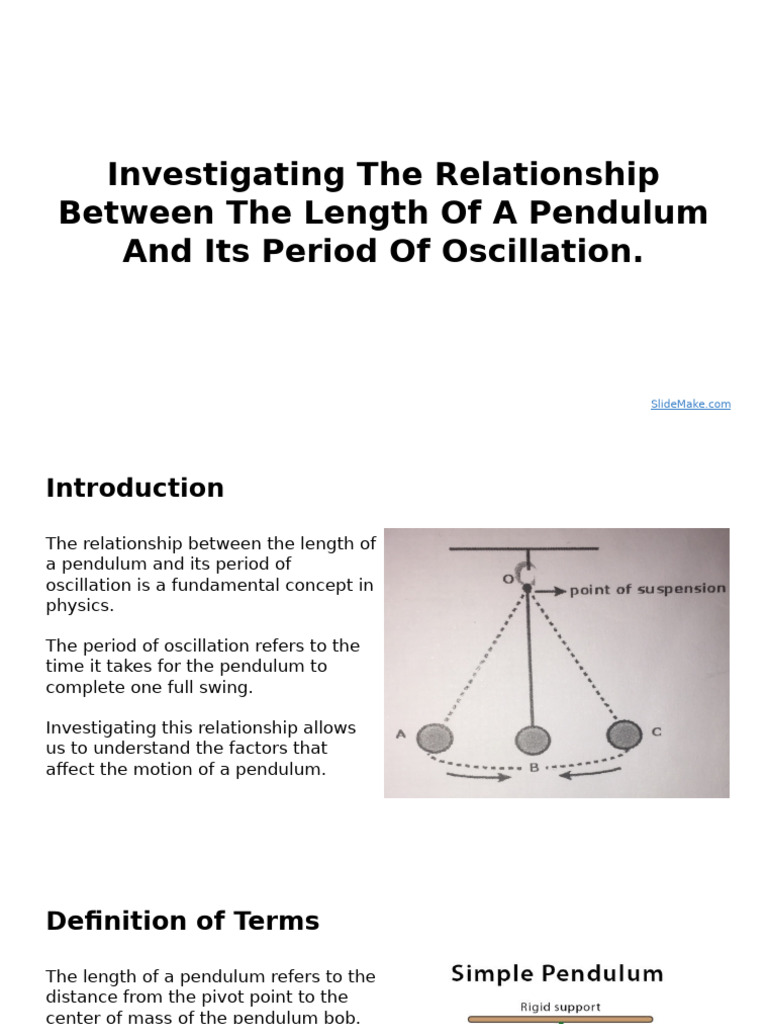 Investigating the Relationship Between the Length of a Pendulum and Its ...