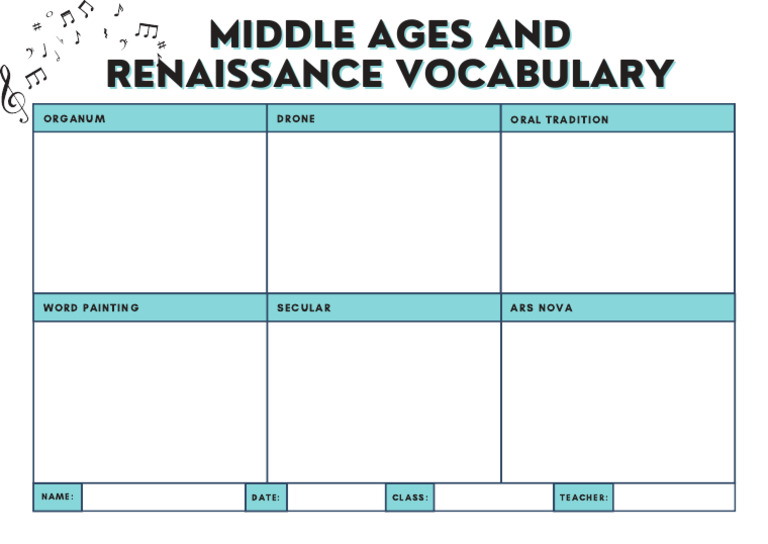 10 - Middle Ages and Renaissance Vocabulary Worksheet | PDF
