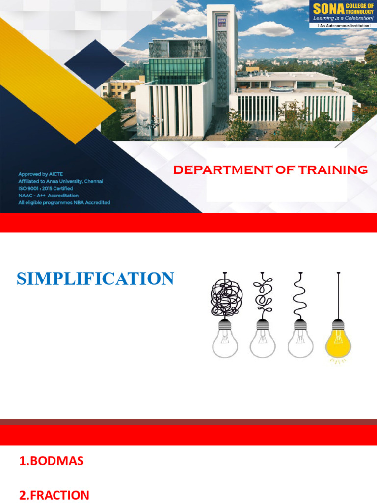 Day 1 - Simplification, Hcf - Lcm, Number series | PDF | Algebra | Arithmetic