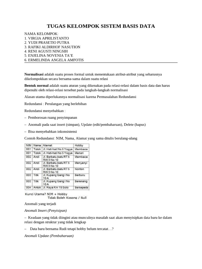 Tugas Kelompok Sistem Basis Data | PDF