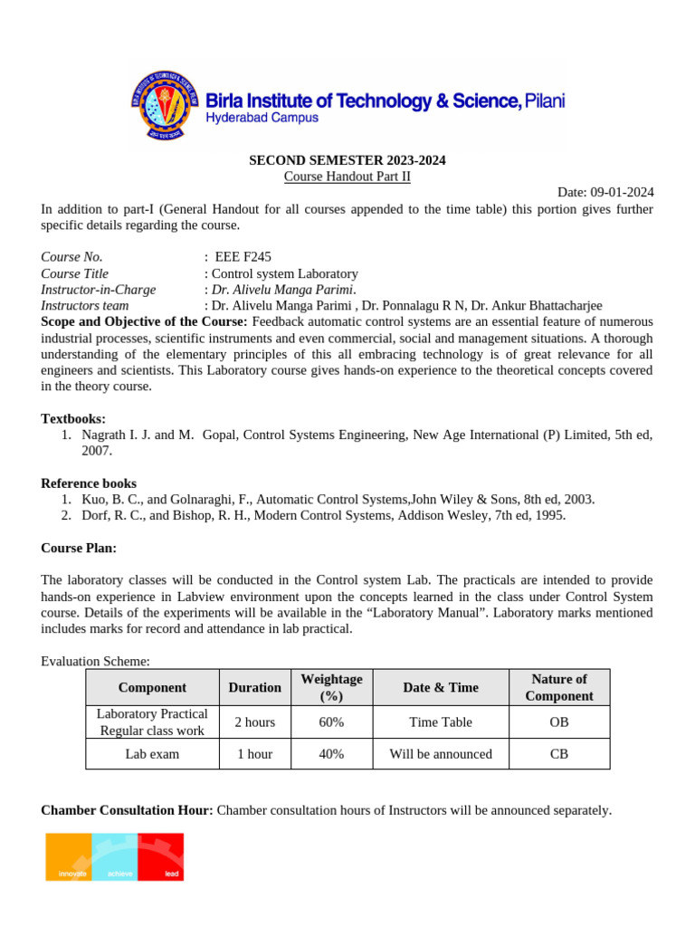 Eee F245 Control Systems Laboratory P | PDF | Science