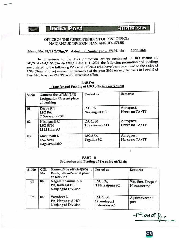 LSG Posting Orders | PDF