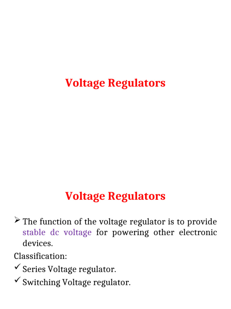 Types and Functions of Voltage Regulators | PDF