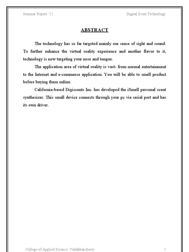 Digital Scent Technology | PDF | Odor | Perception
