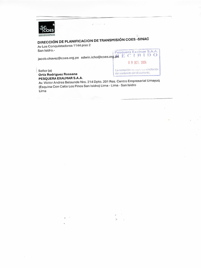 Informe COES 09 10 2024 | PDF