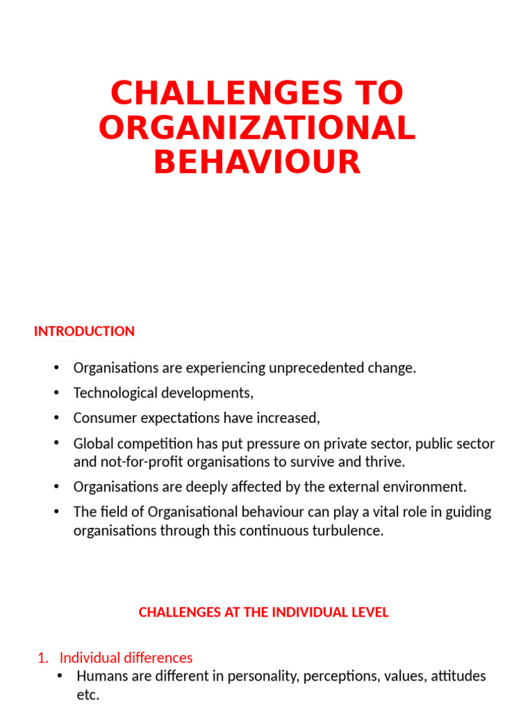 Challenges To Organizational Behaviour | PDF | Organizational Behavior ...