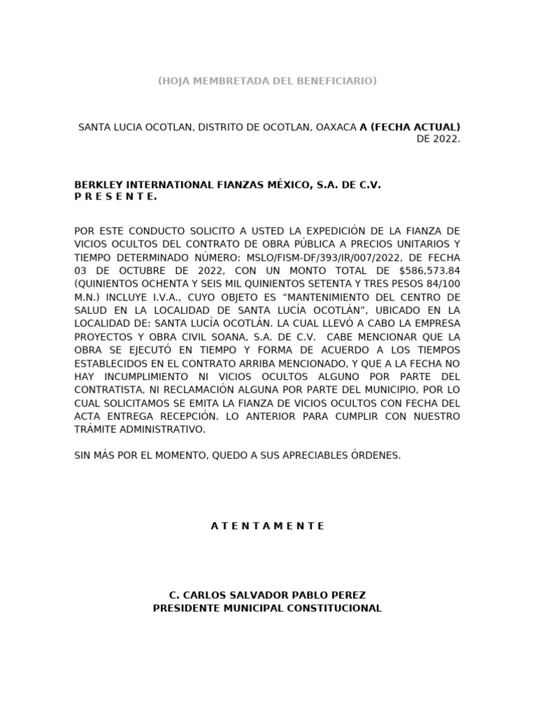 Oficio Retroactivo 007 | PDF