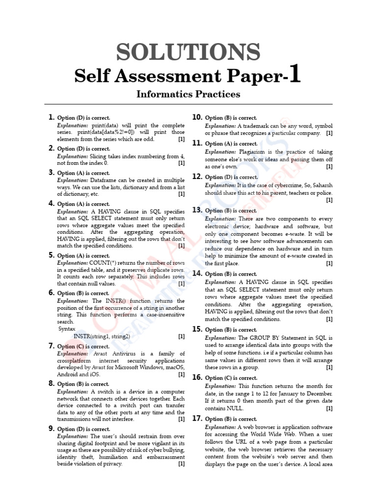 Self Assessment Paper-1 | PDF | World Wide Web | Internet & Web