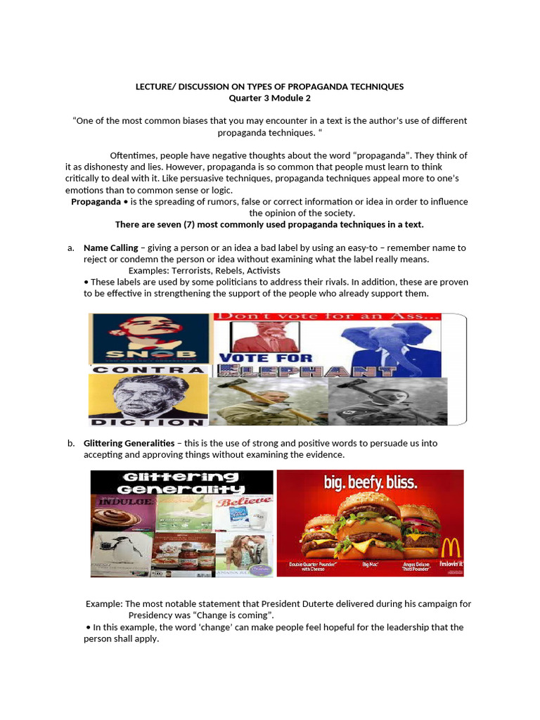 Understanding Propaganda Techniques | PDF | Propaganda | Social Psychology
