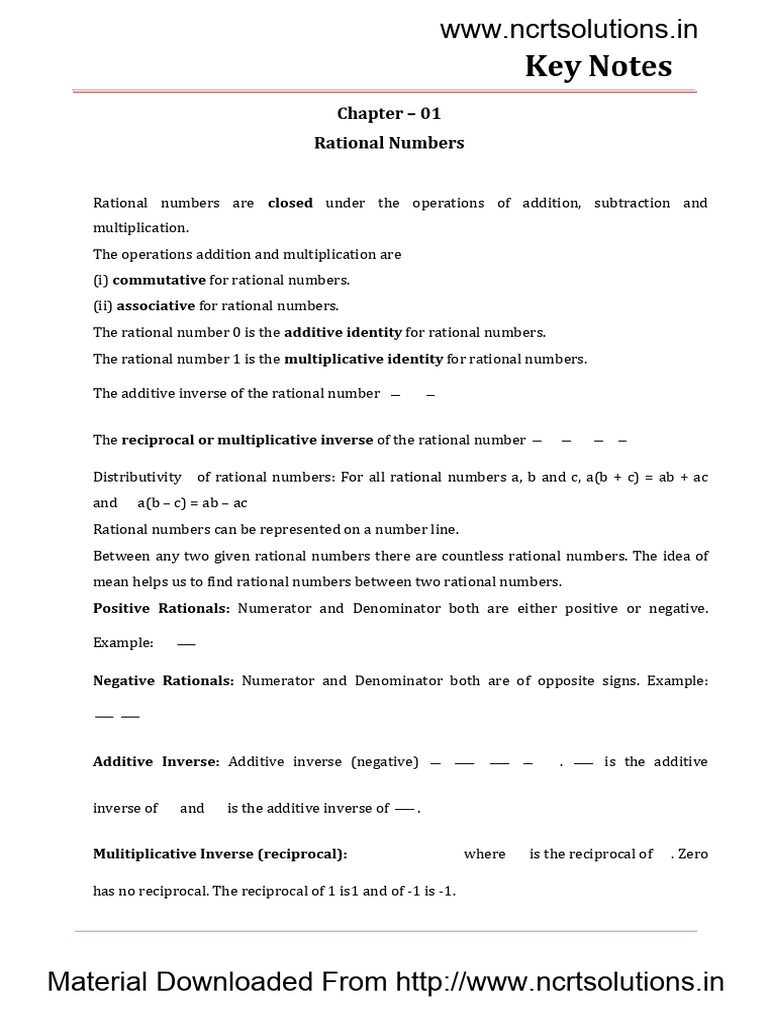 Rational Numbers: Properties & Operations | PDF | Numbers | Rational Number