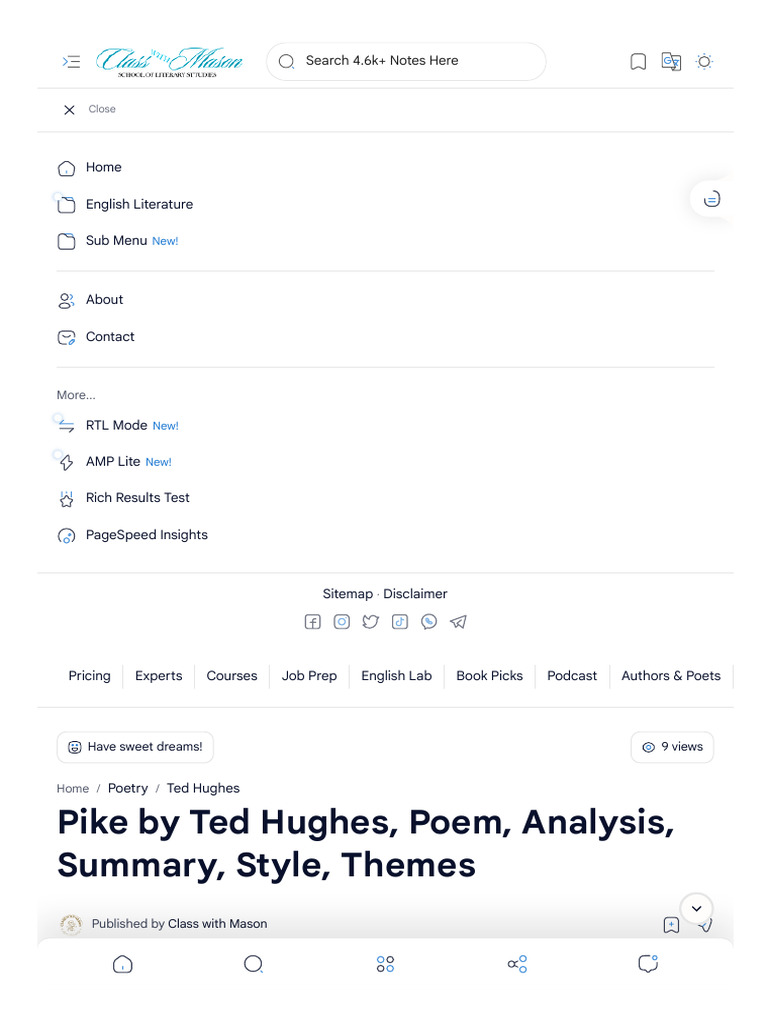 Pike by Ted Hughes, Poem, Analysis, Summary, Style, Themes | PDF ...