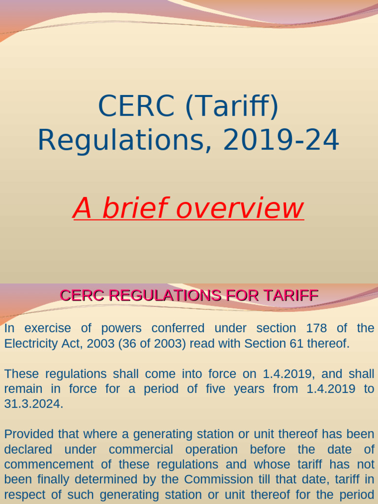 CERC Tariff Regulations 2019-24 | PDF | Depreciation | Expense