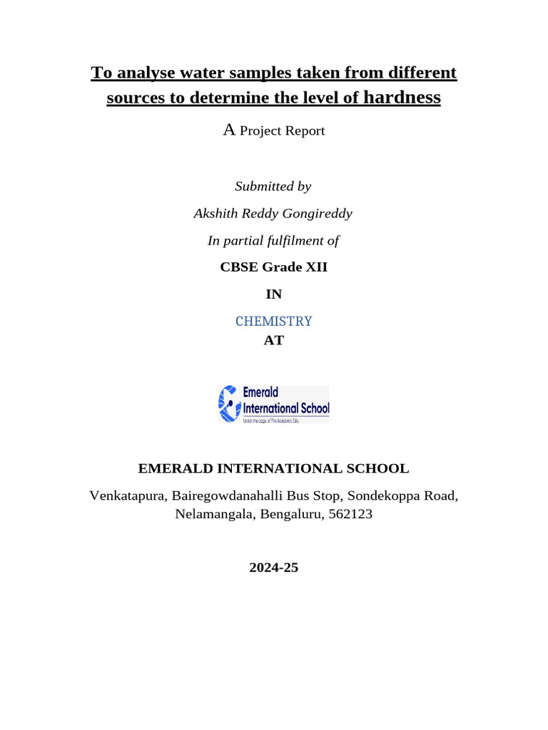 Chemistry Project | PDF | Titration | Chemistry