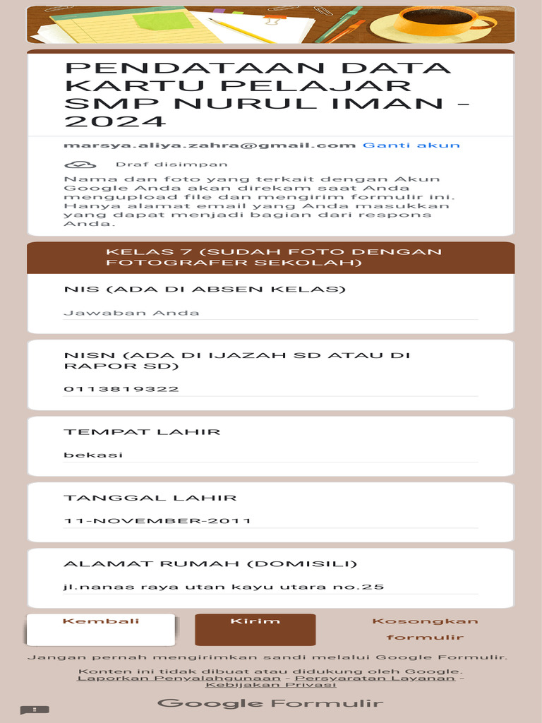 Pendataan Data Kartu Pelajar Smp Nurul Iman - 2024 | PDF