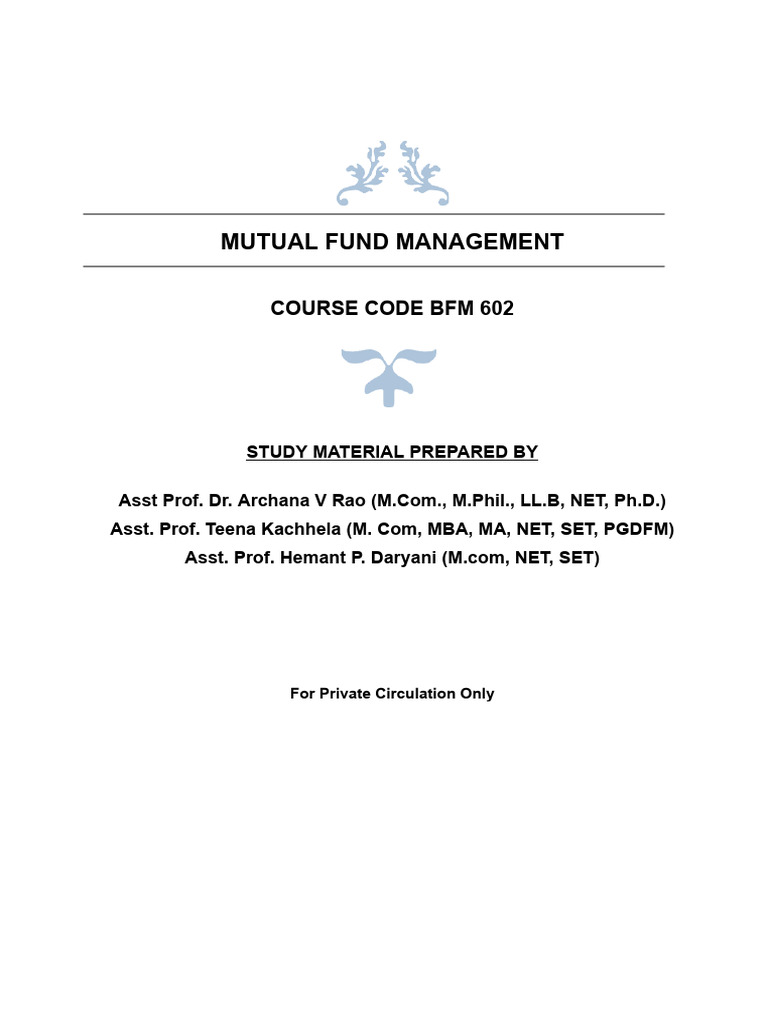 BFM602 MFM.docx | PDF | Investment Fund | Investing