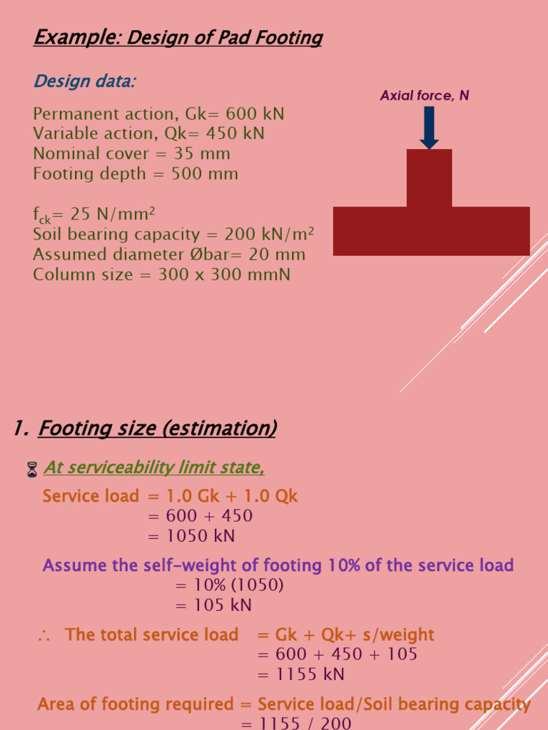Week 12 - 13 Example - Design of Foundation-Pad Footing | PDF ...