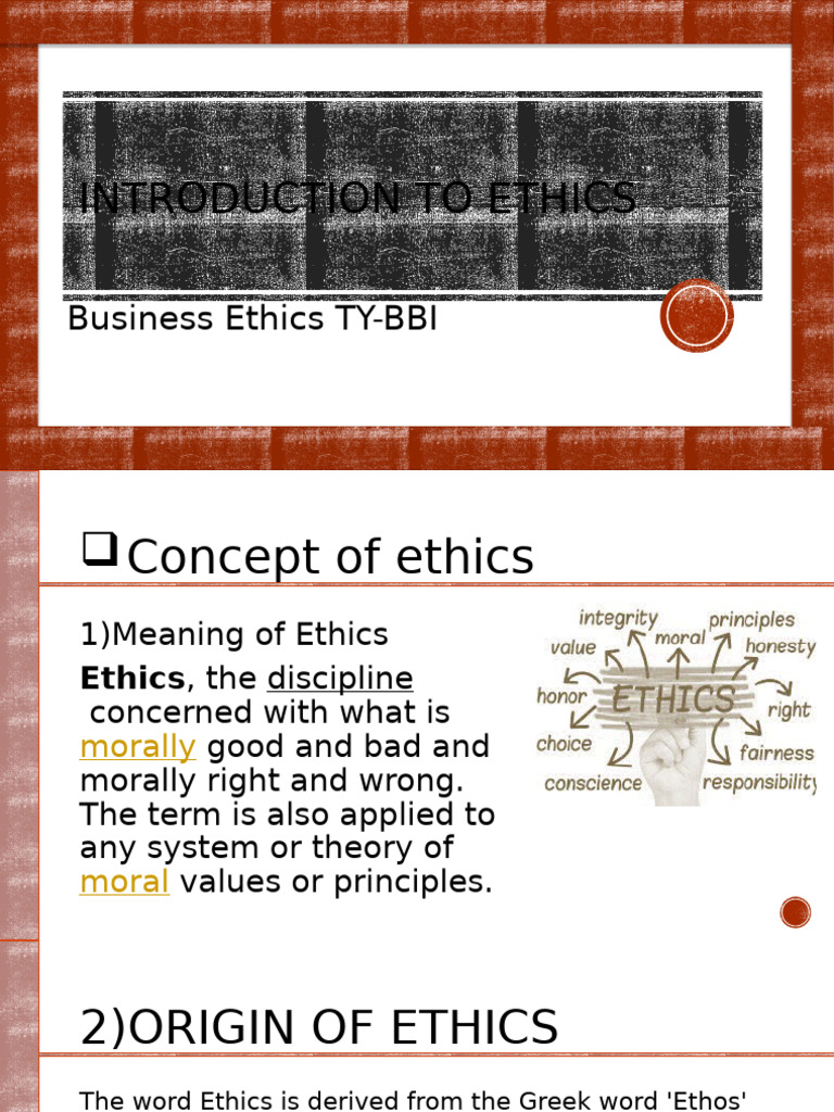 Introduction To Ethics | PDF | Morality | Professional Ethics