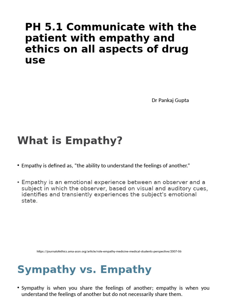 PH5.1 Empathy & Ethics | PDF | Empathy | Prescription Drugs