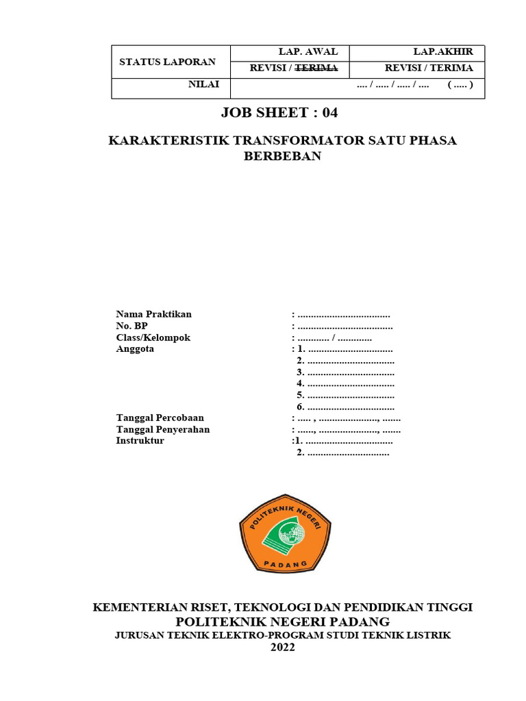 MODUL-04 Karakteristik Trafo 1 Fasa Berbeban | PDF