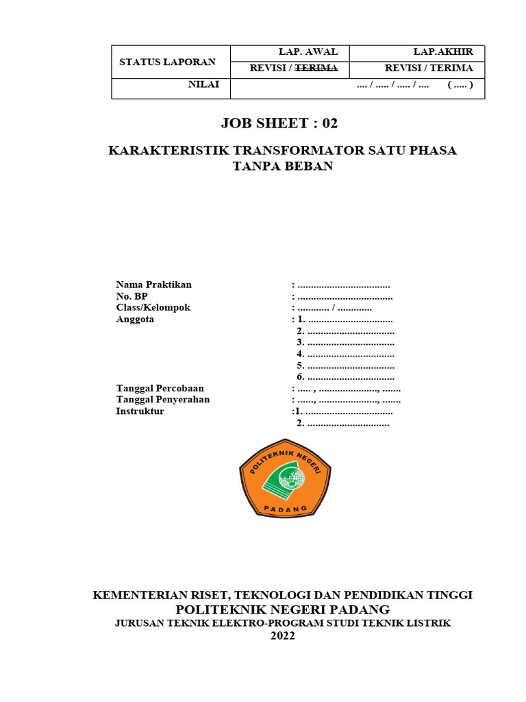 Modul-02 Karakteristik Travo Satu Phasa Tanpa Beban | PDF