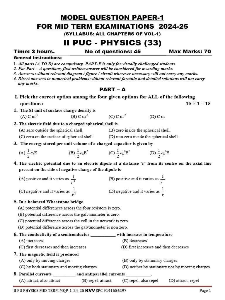 Mid Term Physics Mp | PDF | Magnetic Field | Capacitor