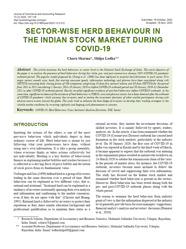 655 10 JCAR - Sector Wise Herd Behaviour | PDF | Market (Economics) | Stock Market