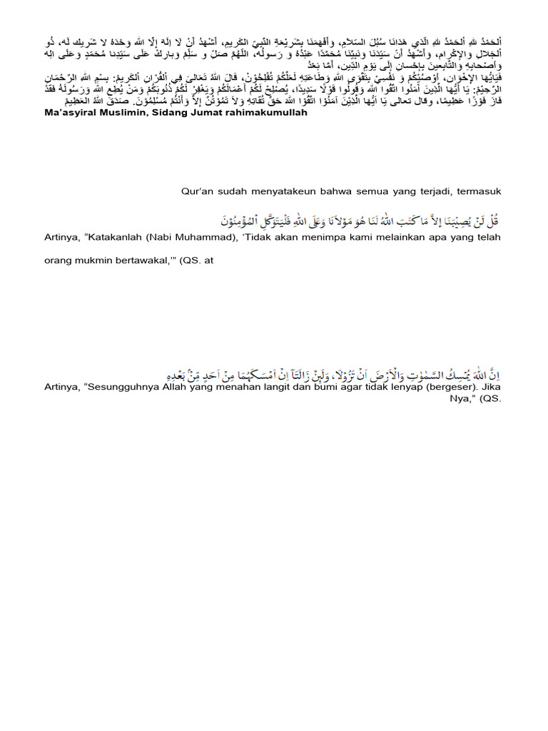 khutbah jumat tentang menghadapi musibah banjir | PDF