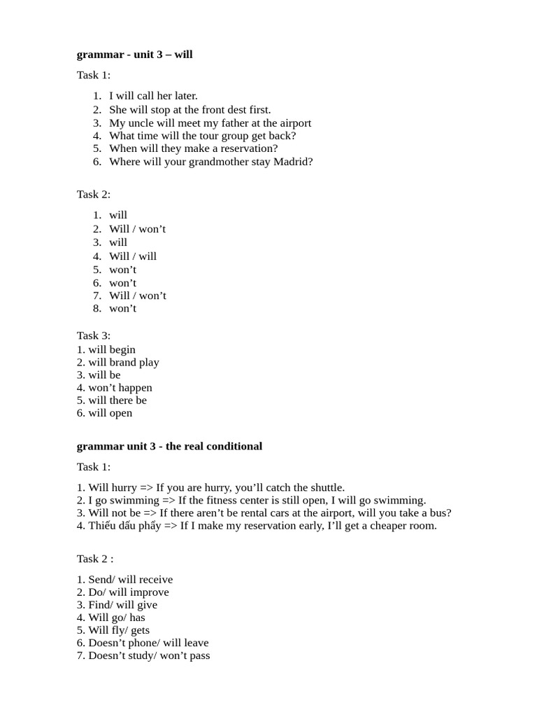 Grammar Unit 3: Future Tense & Conditional | PDF