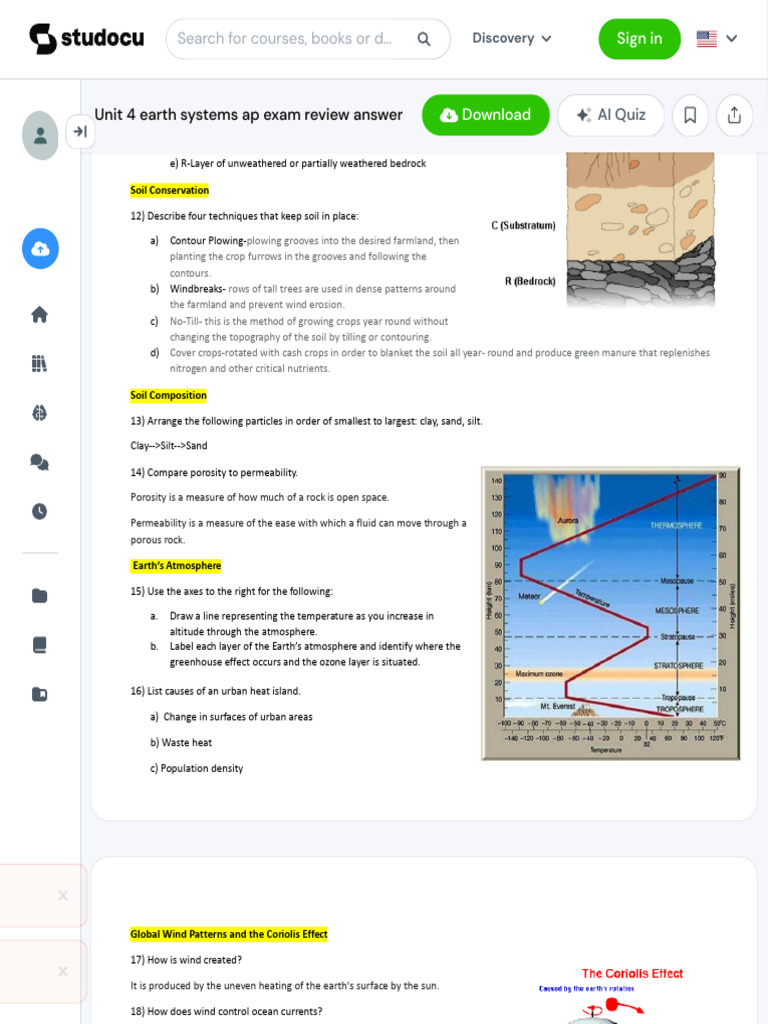 Unit 4 Earth Systems Exam Review | PDF | Soil | Earth