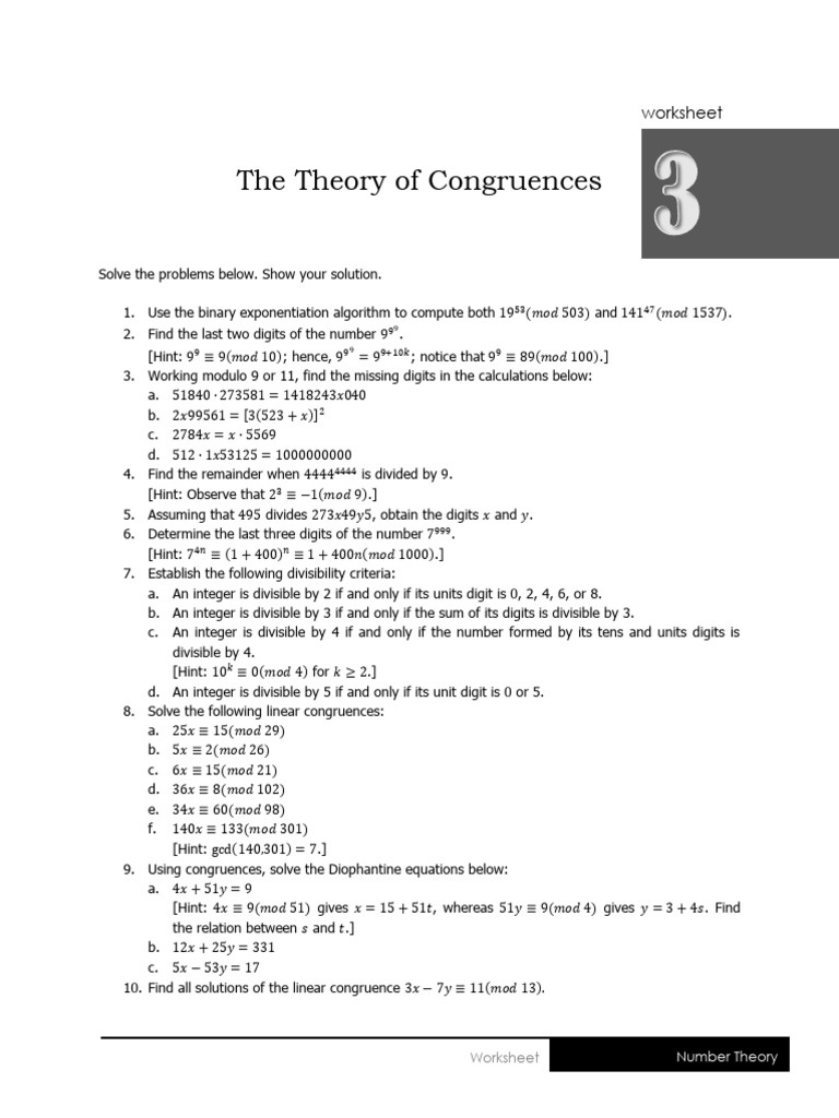 3 - The Theory of Congruences | PDF