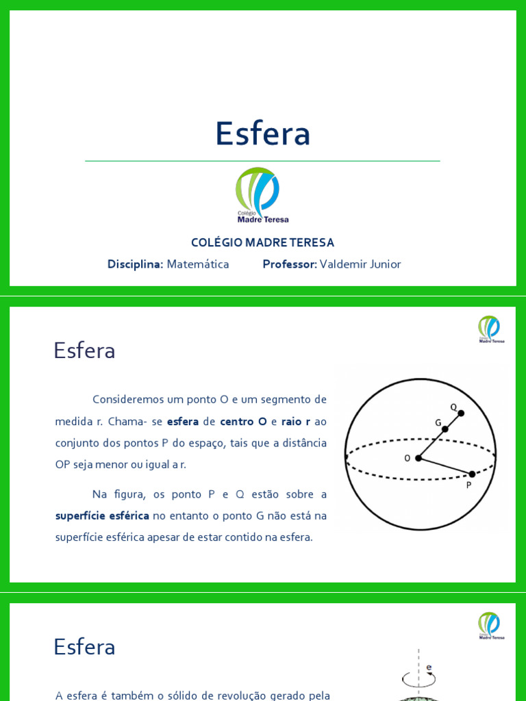 Geometria da Esfera: Conceitos e Cálculos | PDF | Esfera | Geometria