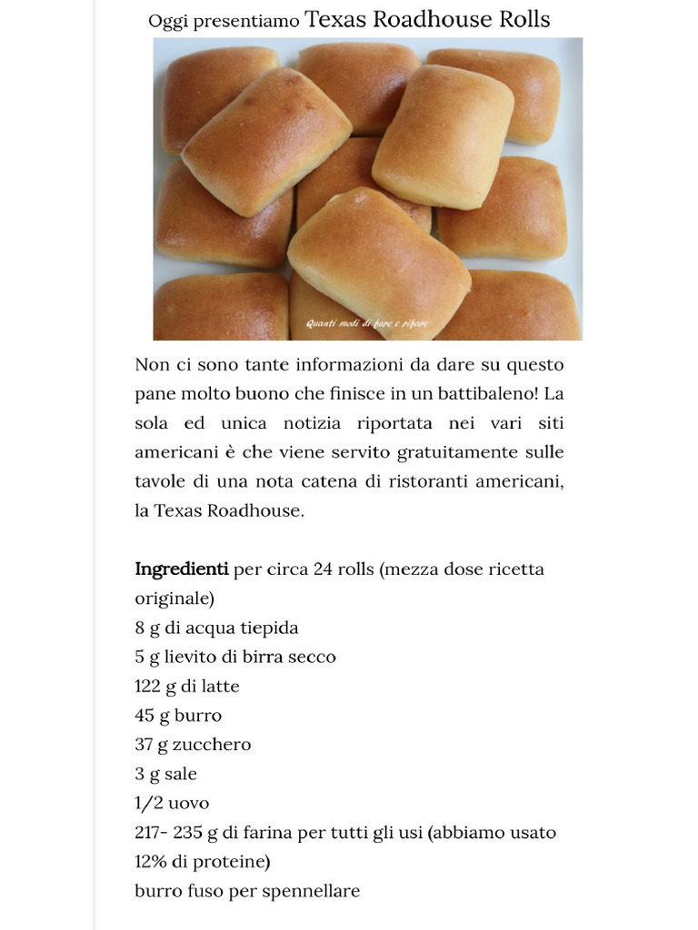 Ricetta Pane Texas Roadhouse Rolls | PDF