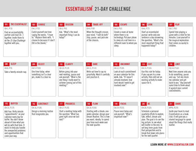 21 Day Challenge Calendar - v3 | PDF