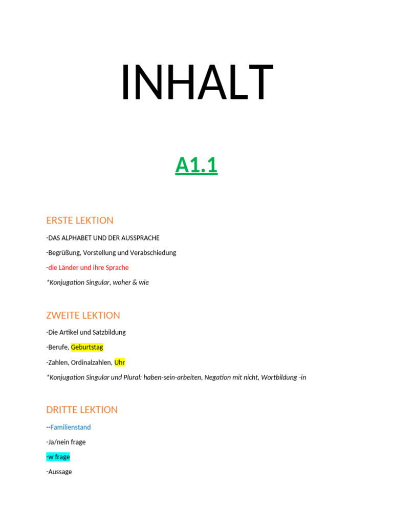 A1 Deutsch | PDF