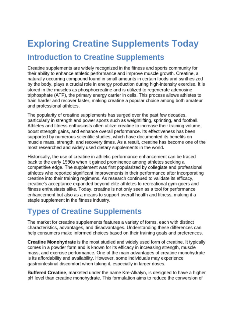 Exploring Creatine Supplements Today | PDF | Dietary Supplements | Food ...