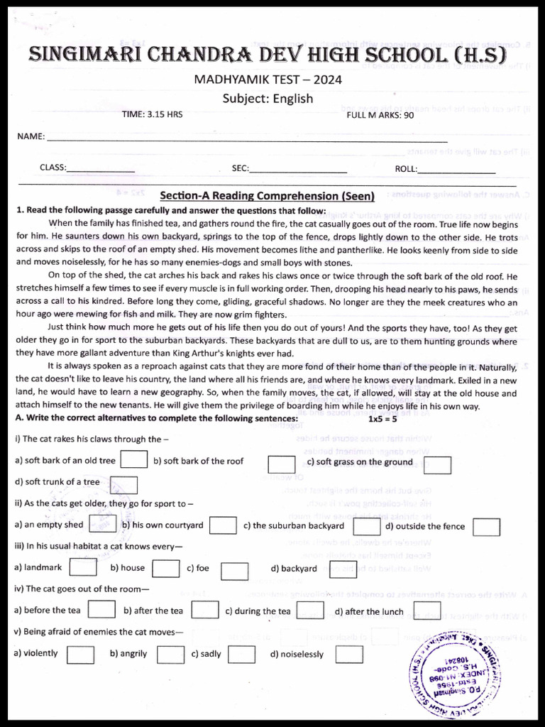 X English Test 2024 | PDF