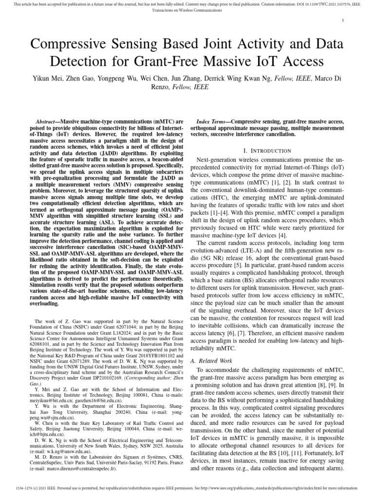 Compressive Sensing Based Joint Activity and Data Detection For Grant ...