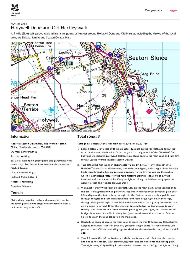 Holywell Dene and Old Hartley Walk Walking | PDF | Road | Transport ...