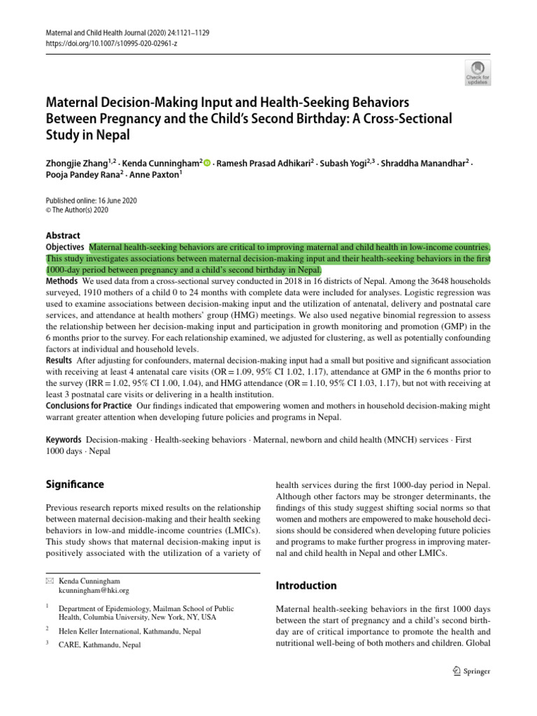 2020 Article 2961 | PDF | Childbirth | Sampling (Statistics)