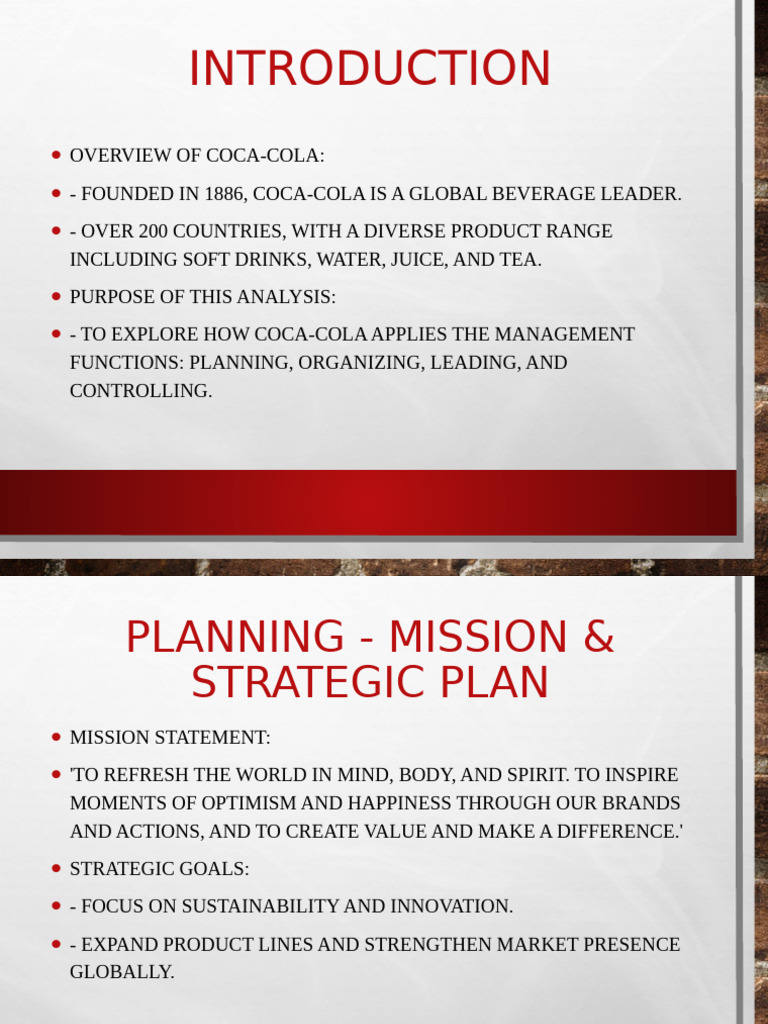 Coca-Cola Management Functions Analysis | PDF | The Coca Cola Company ...