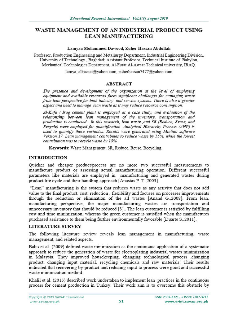 Waste Management of An Industrial Produc | PDF | Waste Management | Waste