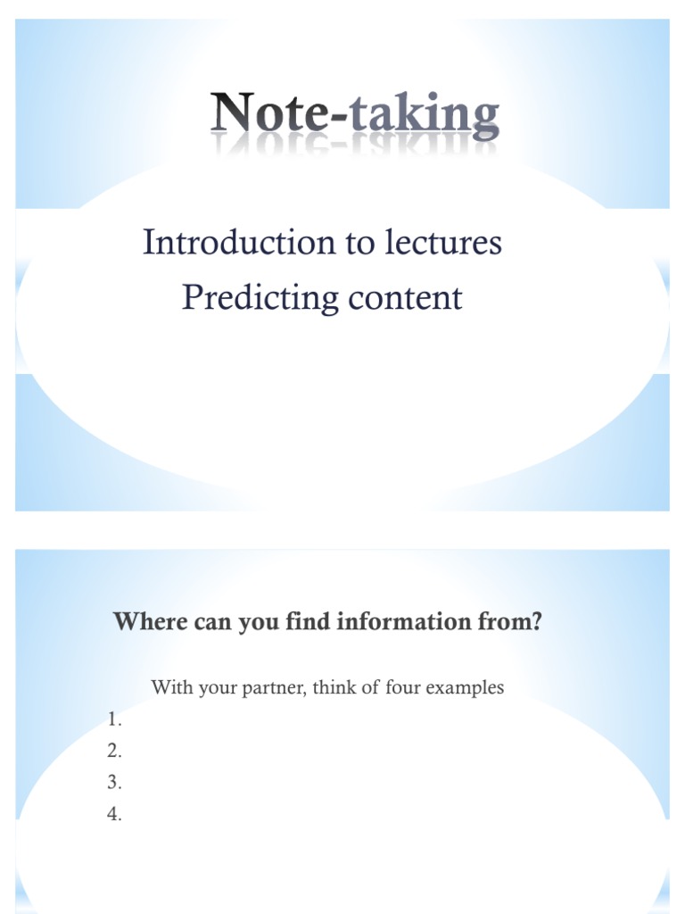 Note-Taking PPT Lesson 1 | PDF