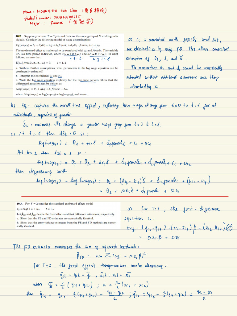 Hoang Thi Mai Linh - 第5份作业 | PDF | Errors And Residuals | Applied Mathematics