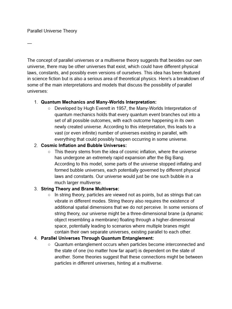Exploring Parallel Universe Theories | PDF | Multiverse | Universe